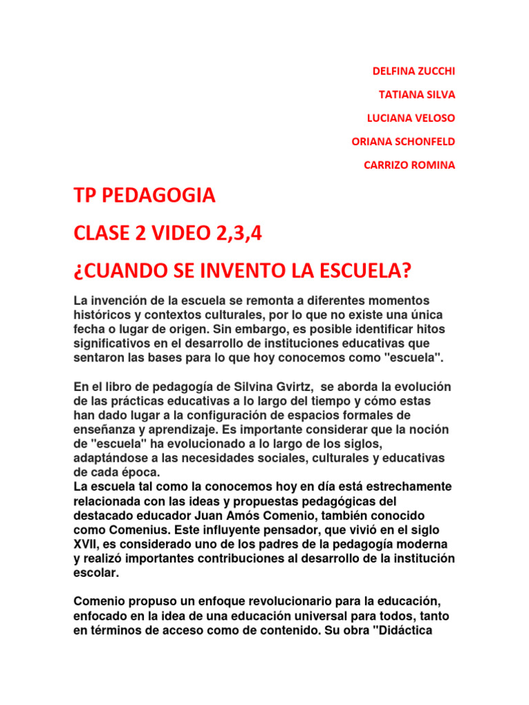 TP Clase 2 Video 2,3,4 | PDF | Escuelas | Pedagogía