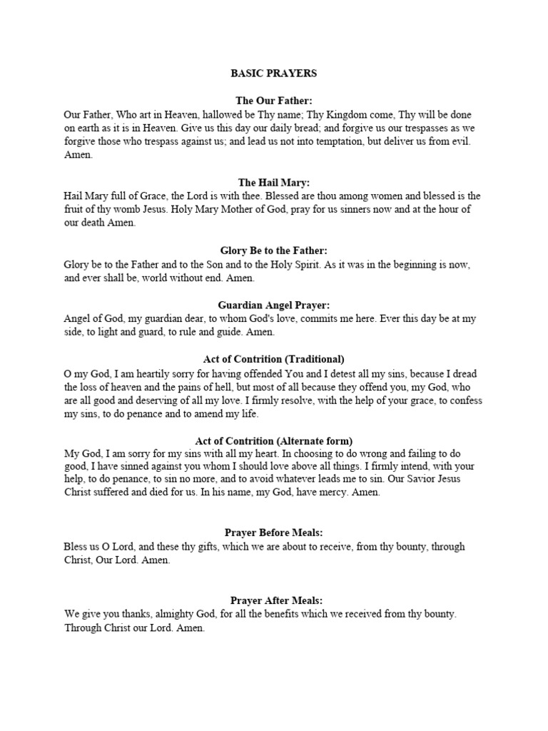 Basic-Prayers | Download Free PDF | Lord's Prayer | Jesus