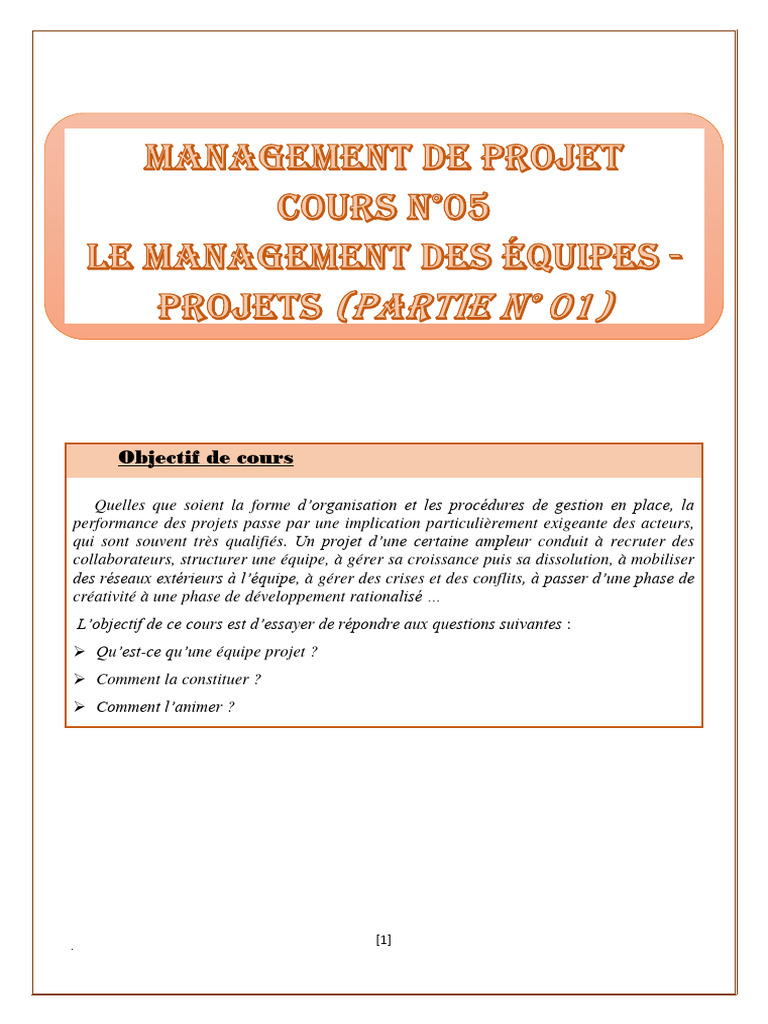 Le Management Des Ã©quipes Projets 1 | PDF | Chef de projet | Gestion de projet
