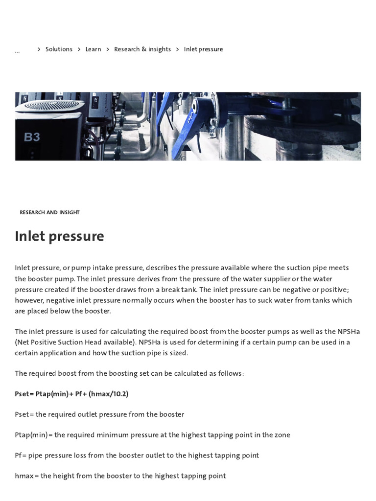 Booster Pump Inlet Pressure Insights | PDF | Pump | Energy Technology