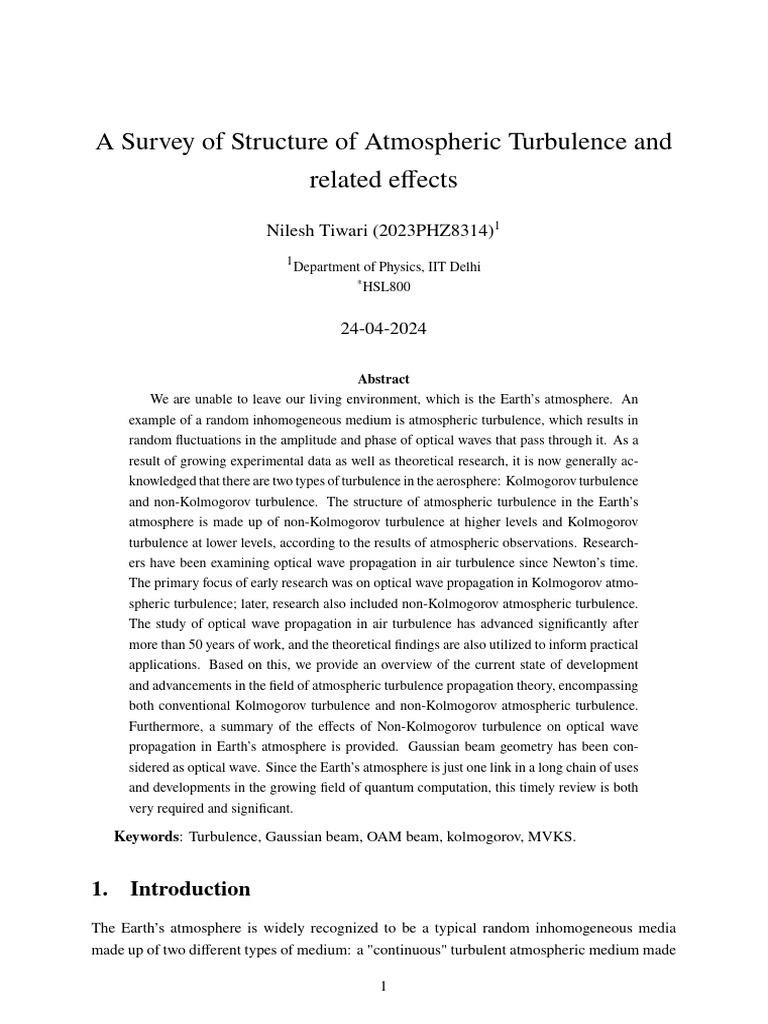 HSS Final Submission | PDF | Turbulence | Optics