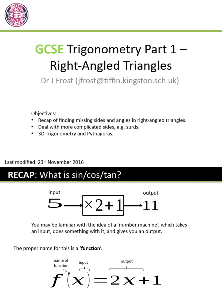 GCSE Trigonometry1RightAngled | PDF | Triangle | Trigonometry