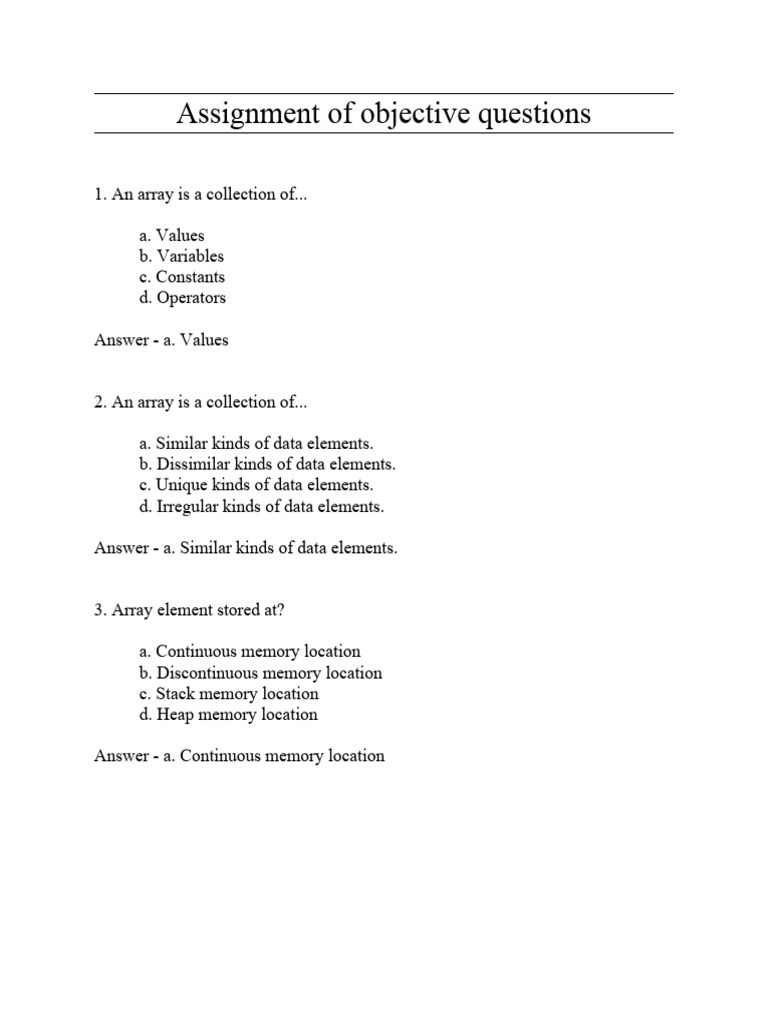 Assignment 17 Array Ans | Download Free PDF | C (Programming Language) | Computer Programming
