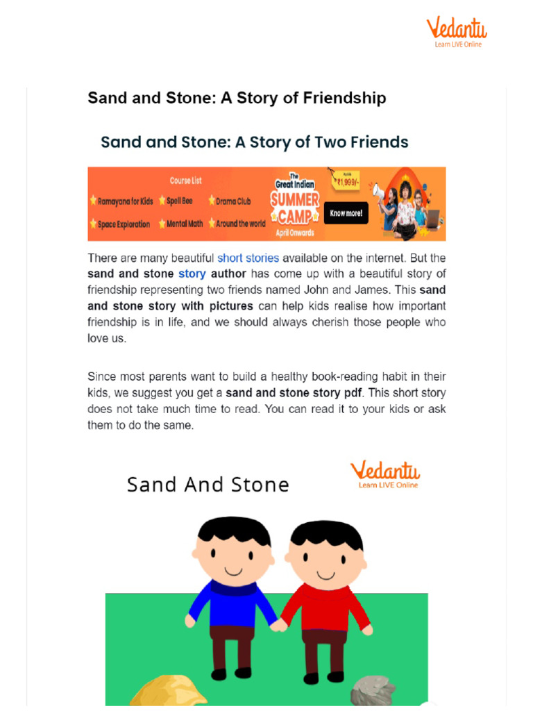 Sand and Stone - A Story of Friendship | PDF