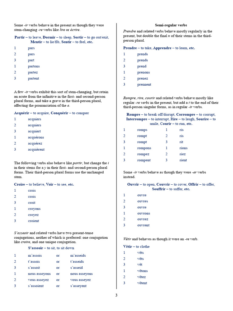 French Verb Conjugation Guide | PDF | Grammatical Conjugation ...