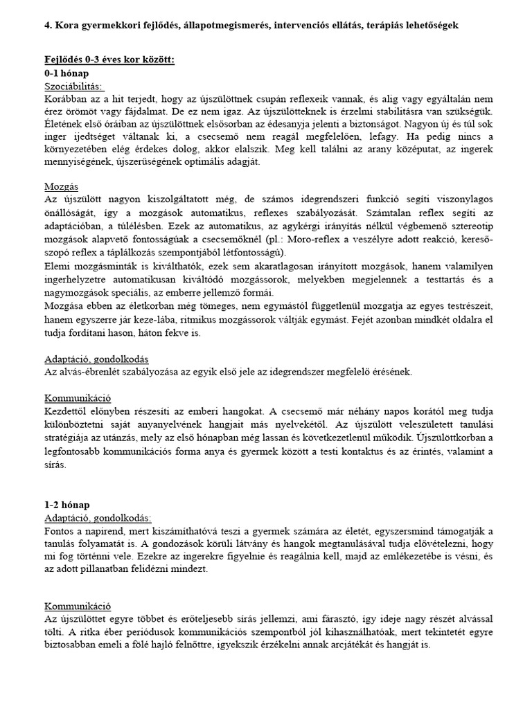 4.kora Gyermekkori Fejlodes - Hosszu | PDF