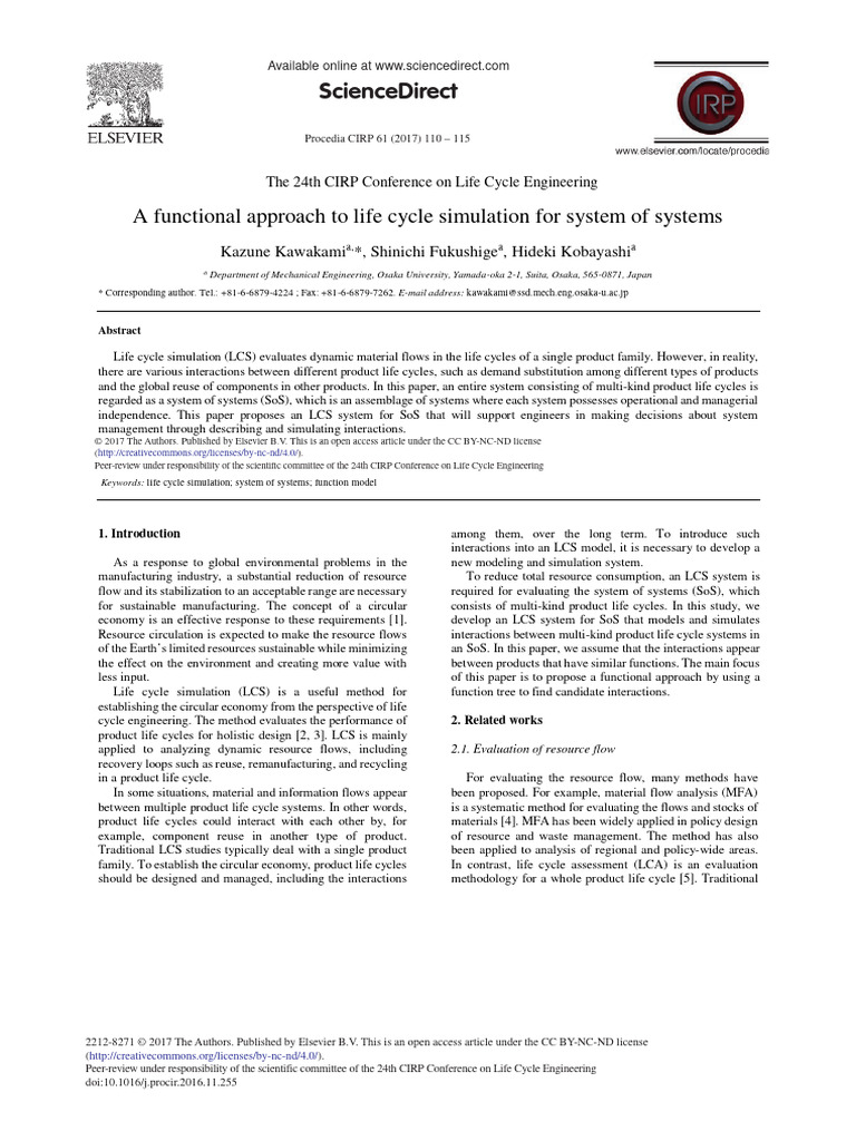Sciencedirect: A Functional Approach To Life Cycle Simulation For System of Systems | PDF | Life ...
