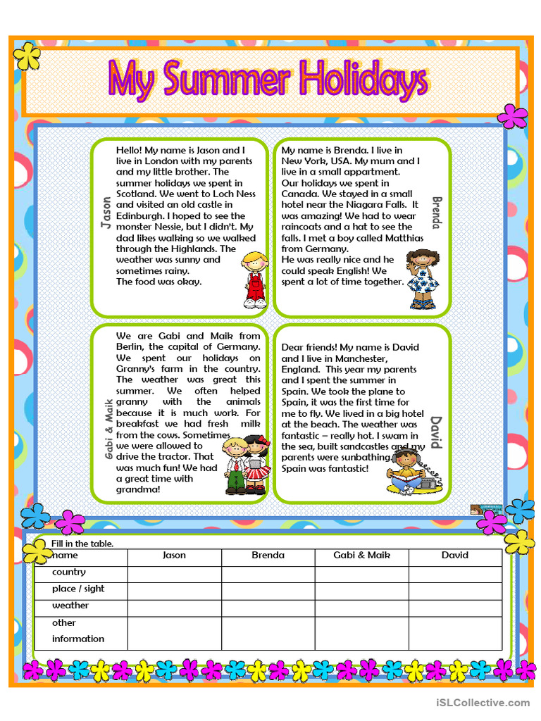 My Summer Holidays | PDF