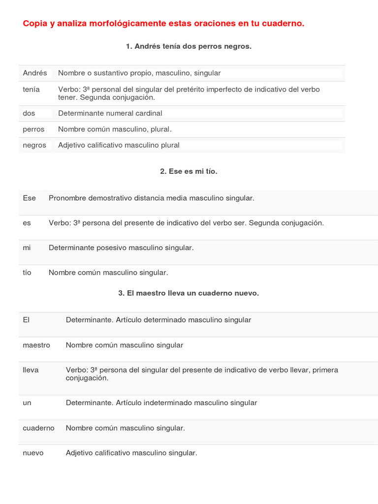 Analisis Morfologico | PDF | Artes del Lenguaje y Comunicación