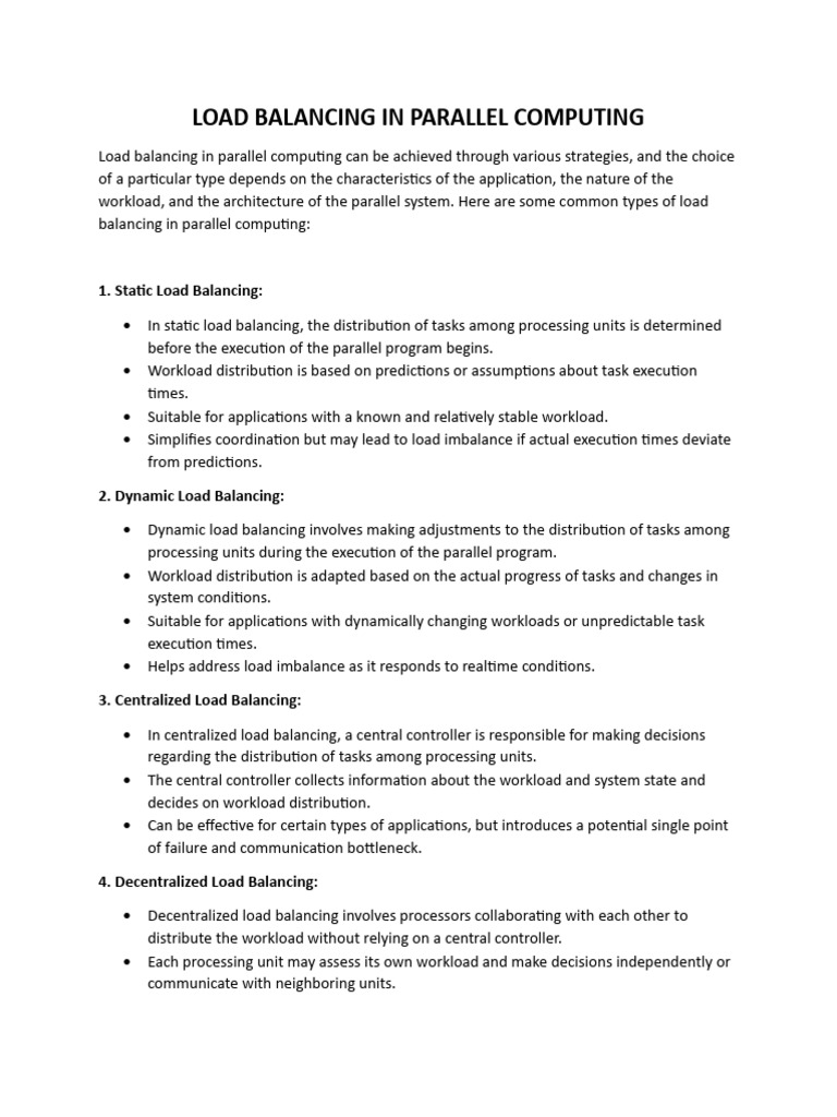 Load Balancing in Parallel Computing | PDF | Load Balancing (Computing) | Parallel Computing