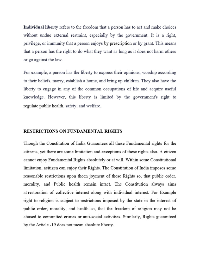 Balance Between Individual Liberty and Social Interest | PDF | Liberty ...