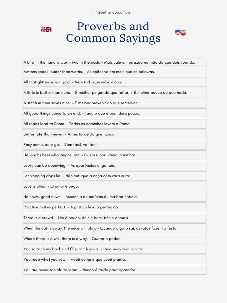 Proverbs and Common Sayings | PDF