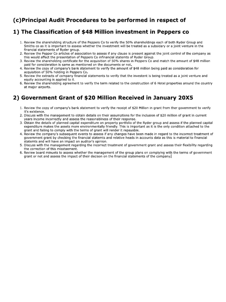 Ryder Group Audit Procedures | PDF