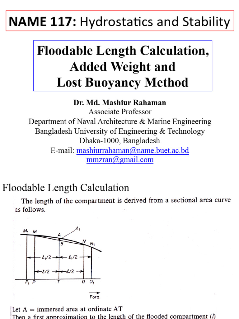 Floodable Length Calculation Methods | PDF | Buoyancy | Naval Architecture