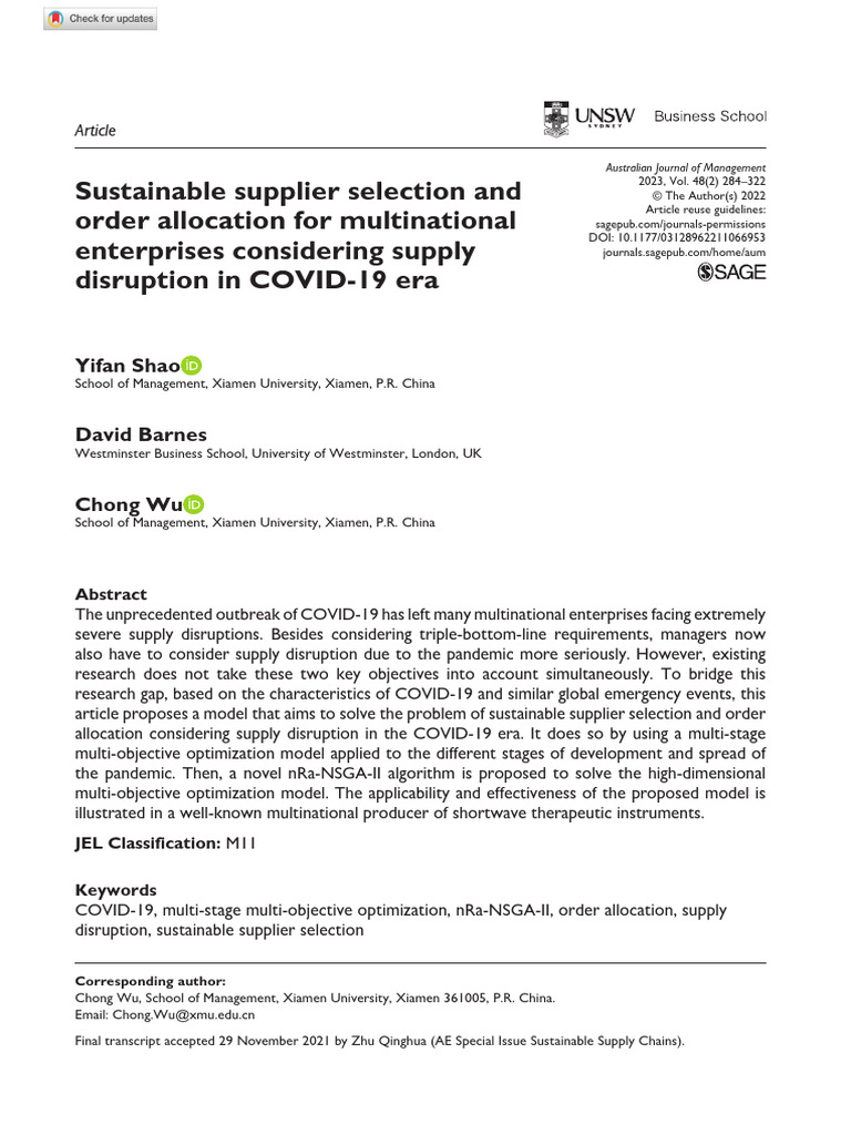 Shao Et Al 2022 Sustainable Supplier Selection and Order Allocation For ...