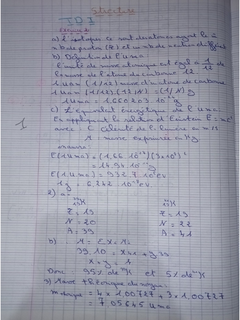 Correction TD 1 (Atomistique) | PDF