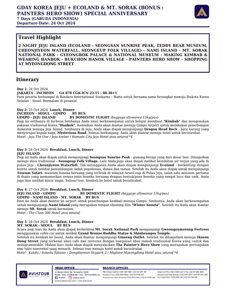 Gday Korea Jeju Ecoland | PDF