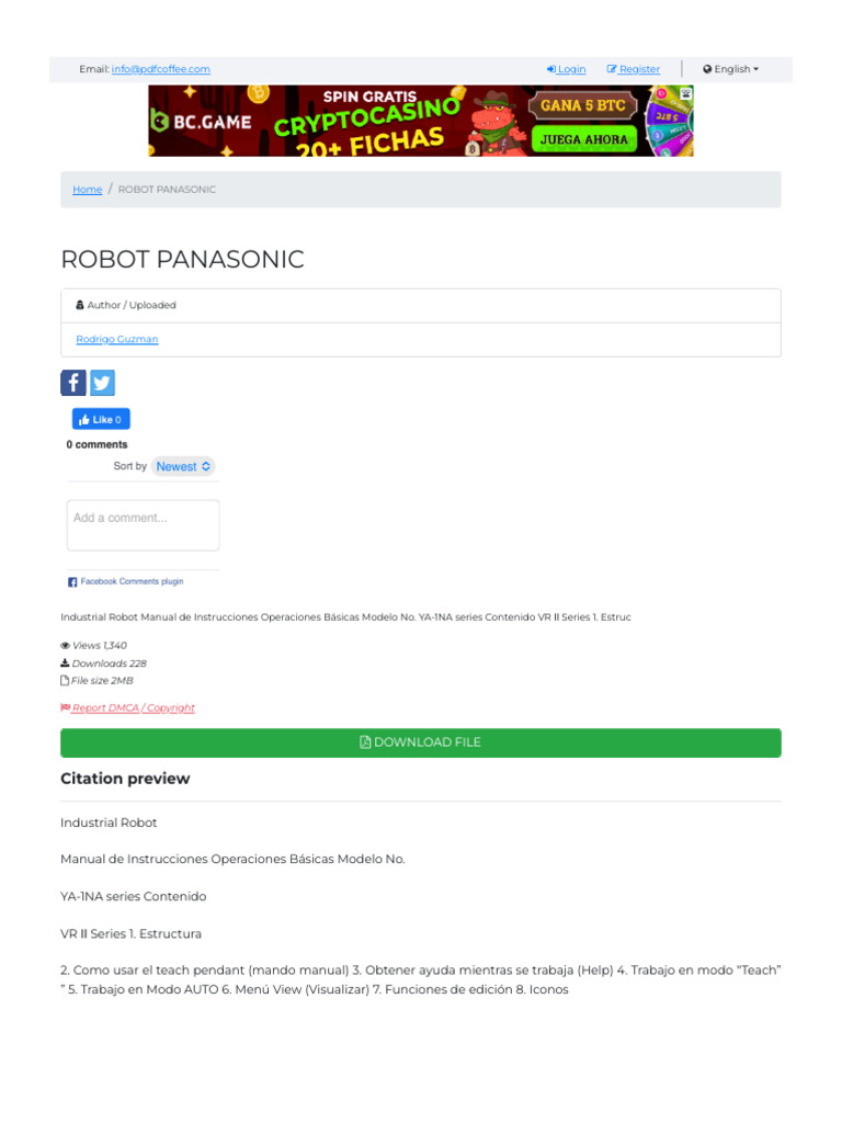 Robot Panasonic - PDFC | PDF | Robot | Robótica