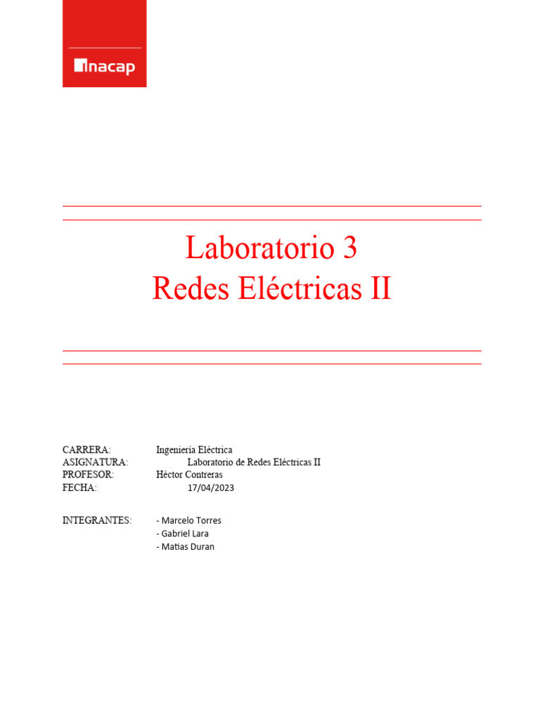 Redes Electricas 2 Lab 3 | PDF | Amplitud | Corriente alterna