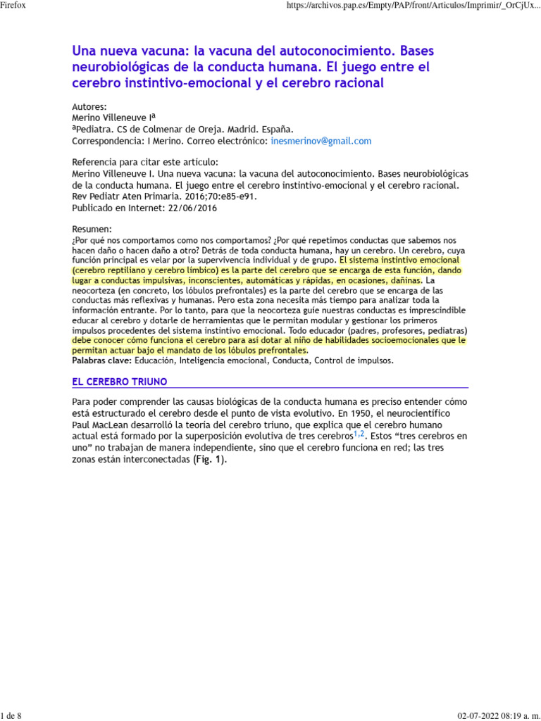 Cerebro Emocional Instintivo Y Racional Pdf Cerebro Las Emociones