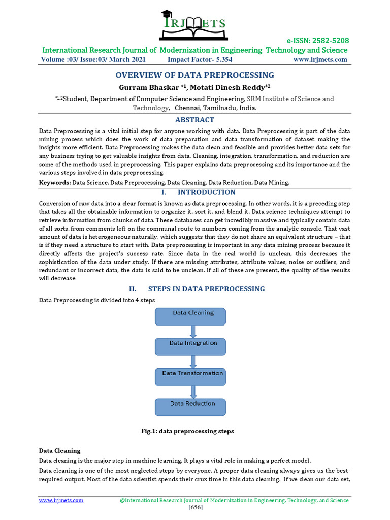 Overview of Data Preprocessing | PDF | Data | Variance Overview of Data Preprocessing | PDF | Data | Variance