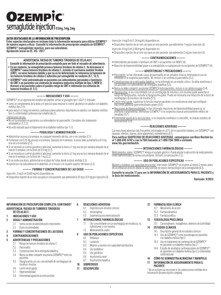 Ozempic ES | PDF | Diabetes | Hipoglucemia