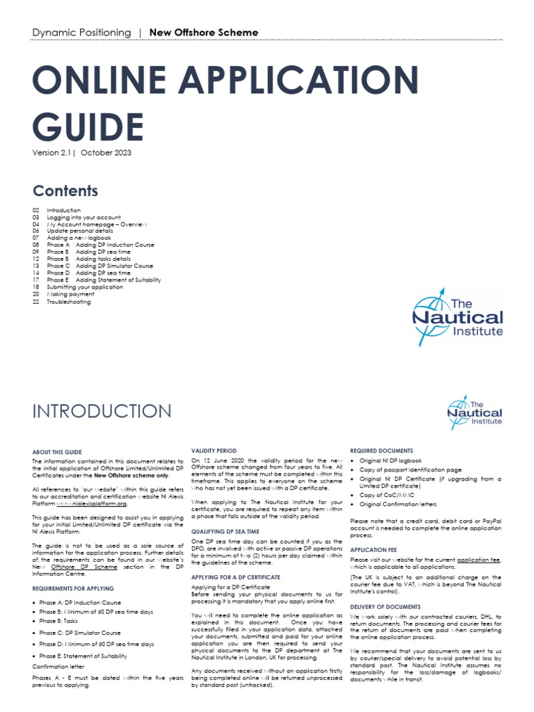 Offshore DP Certificate Application Guide | PDF | Login | Courier