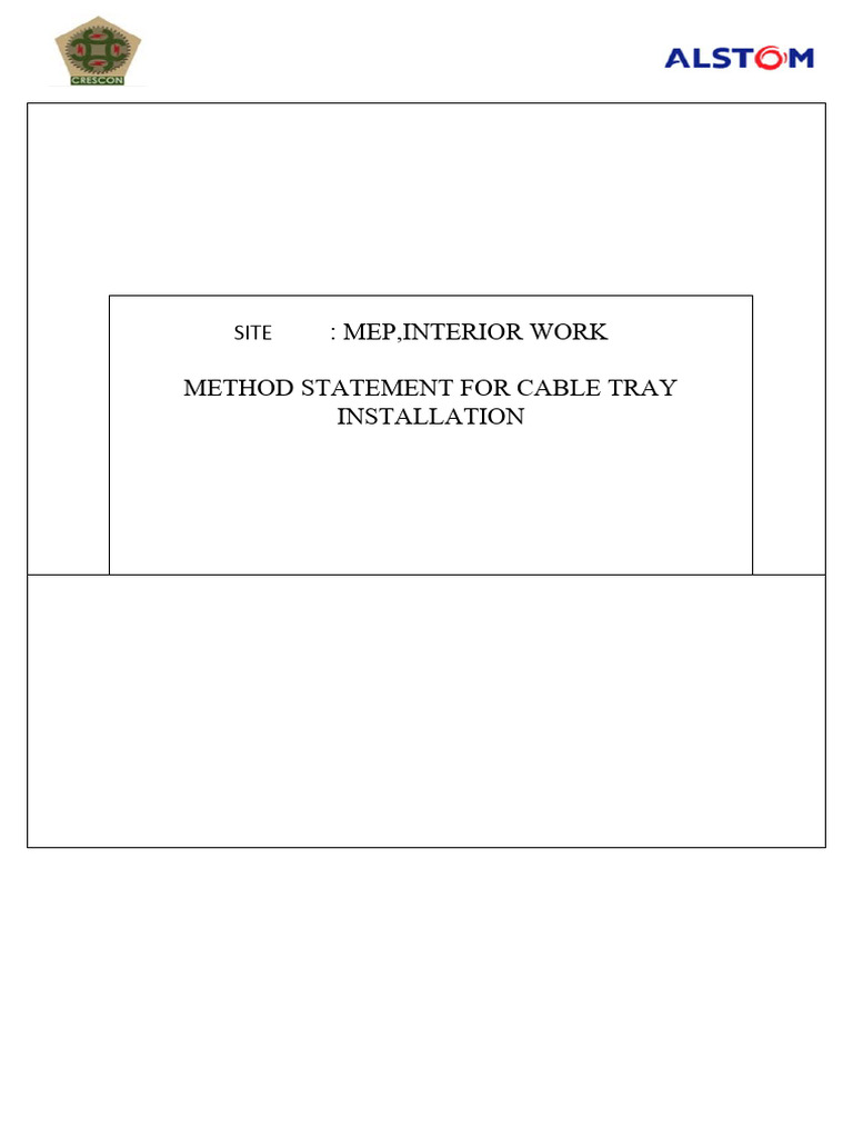 Method Statement For Cable Tray Installations | PDF | Personal ...