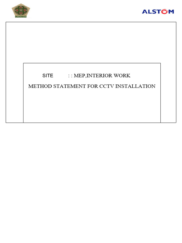 Method Statement For CCTV Installation | PDF | Camera | Electrical ...