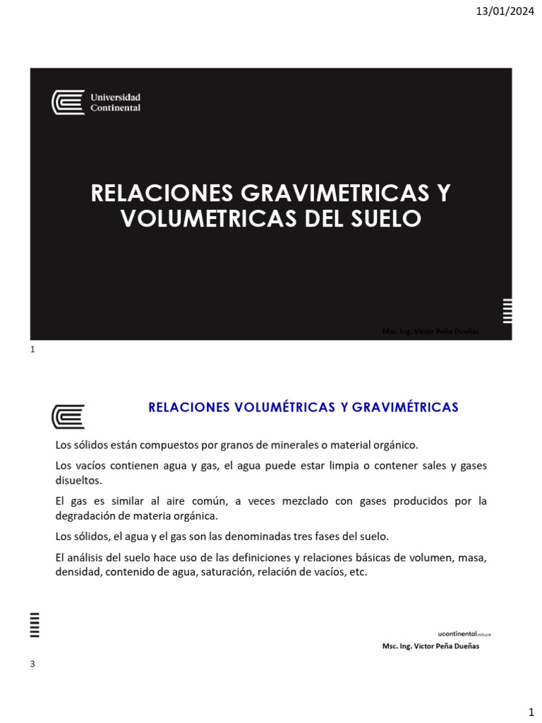 Relaciones Gravimétricas y Volumétricas del Suelo | PDF | Densidad | Peso