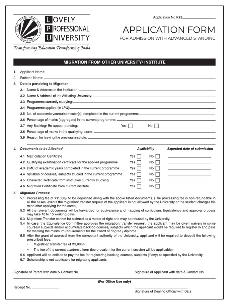 Migration Form | PDF