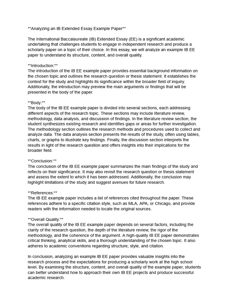 Analyzing An IB Extended Essay Example Paper | PDF | Methodology | Essays
