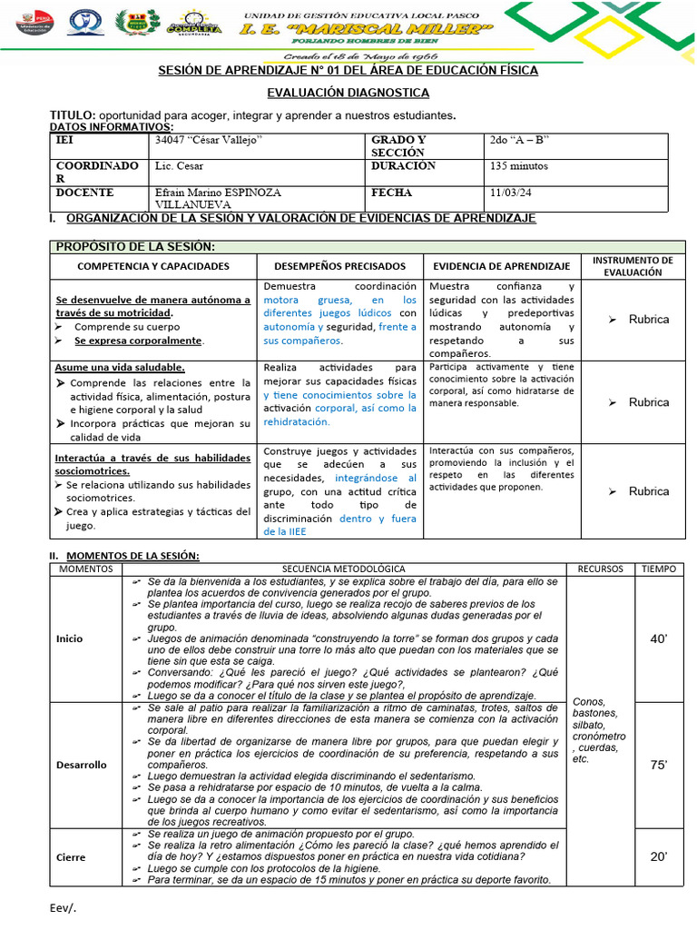 1 Sesión de Aprendizaje-2ro | PDF | Aprendizaje | Evaluación