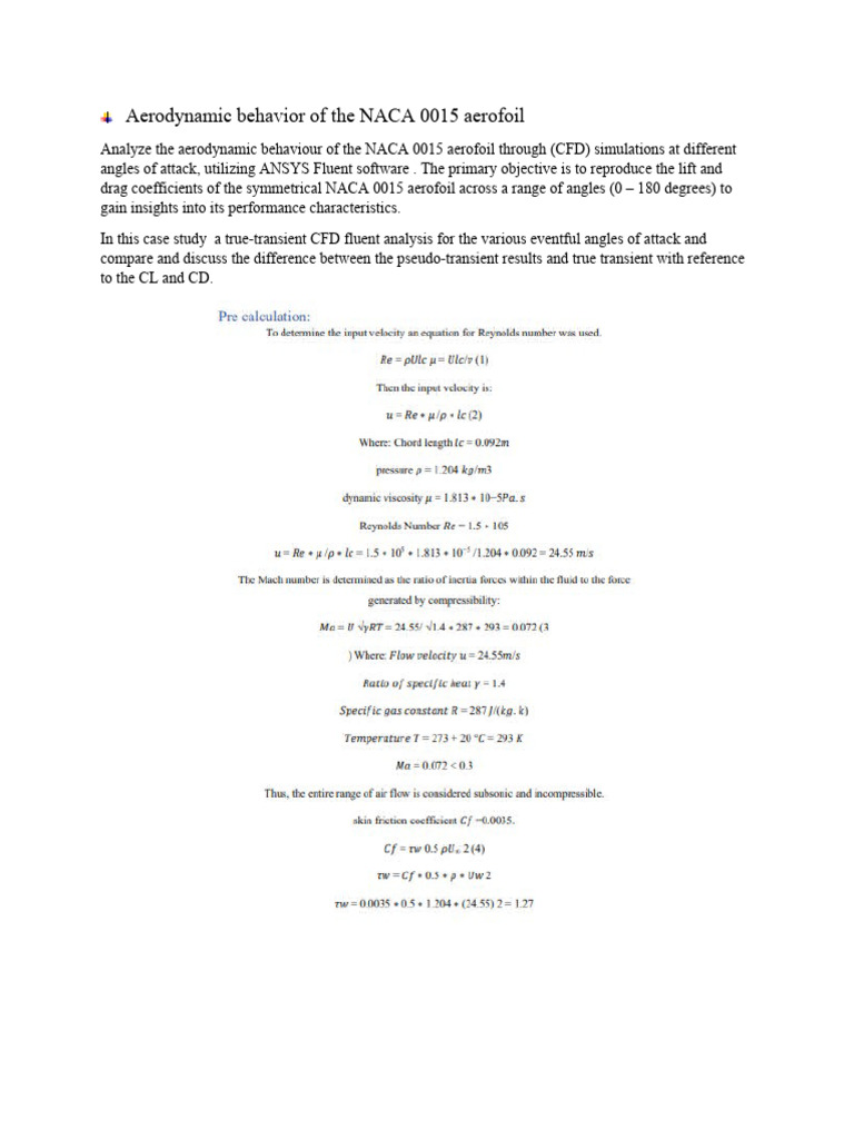 Aerodynamic Behavior of The NACA 0015 Aerofoil | PDF | Airfoil | Lift ...