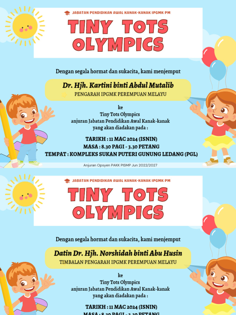 Kad Jemputan Tiny Tots Olympics | PDF