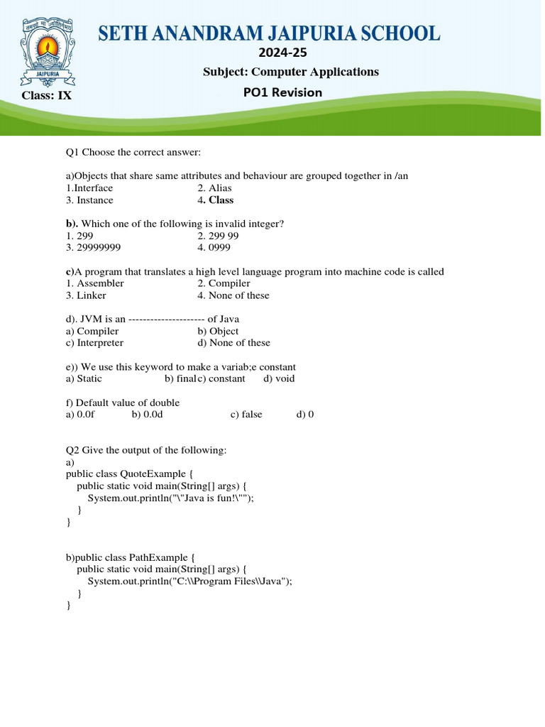 PO1Comp9Re01052024122915 0 | PDF | Computer Program | Programming