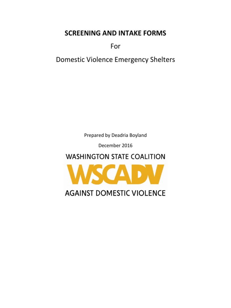Shelter Screening and Intake Forms and Guidelines For Advocates 1 | PDF ...
