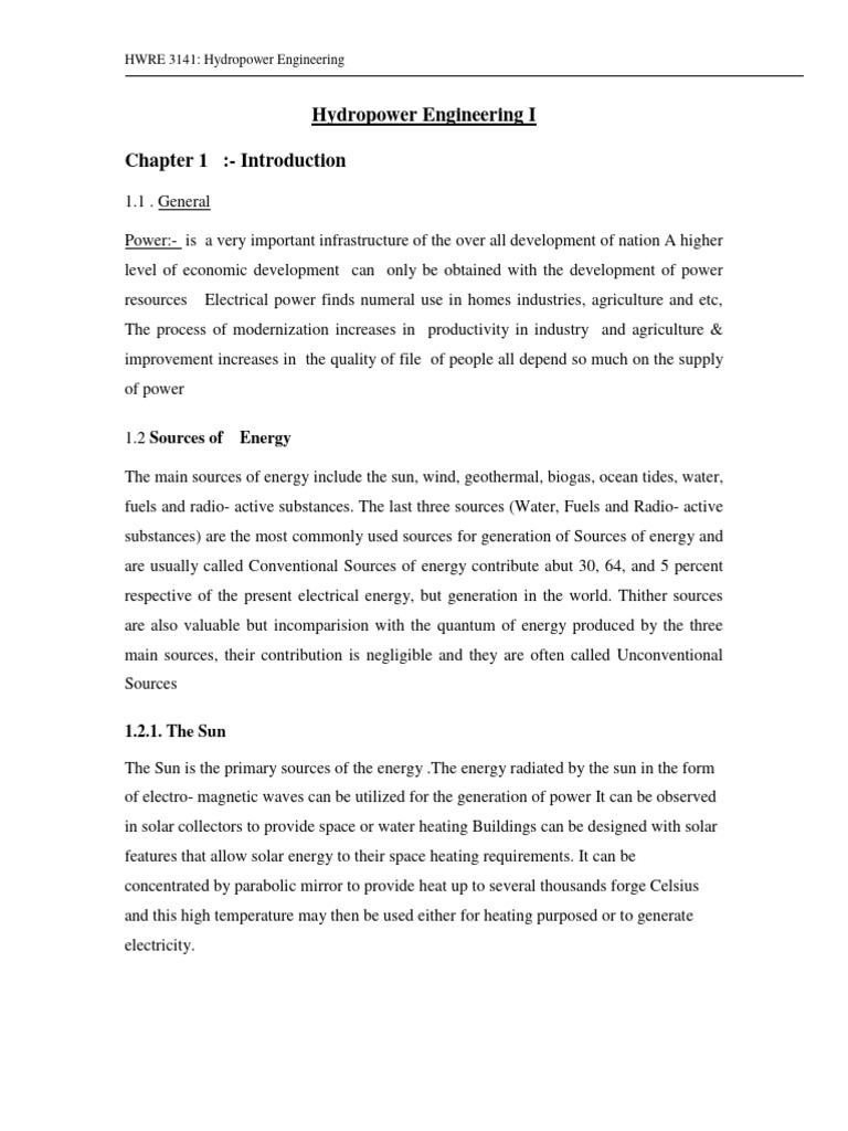 HWRE3141_Ch-1 | PDF | Hydroelectricity | Energy Development