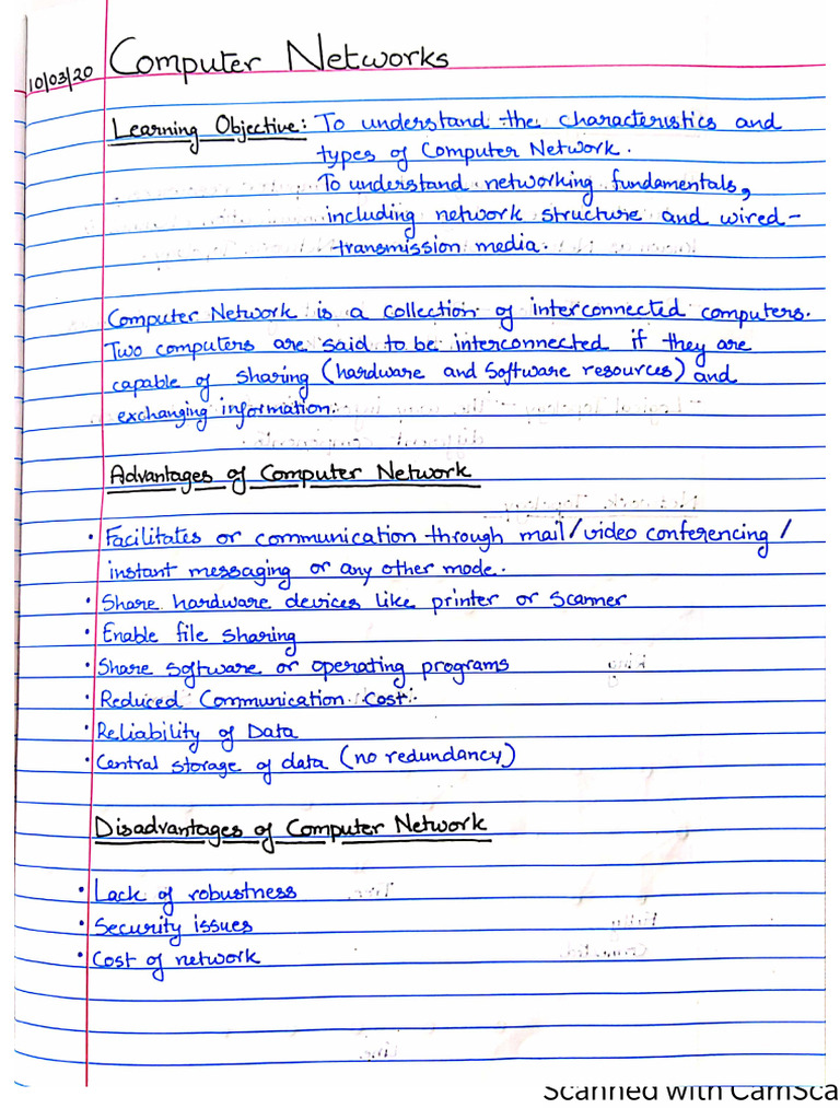 Computer Network Handwritten | PDF