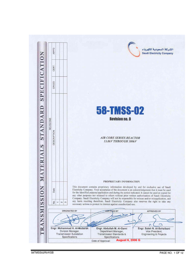 58-TMSS-02-R0 Air Core Series Reactor 13.8kV To 380kV | PDF | Insulator (Electricity) | Inductor