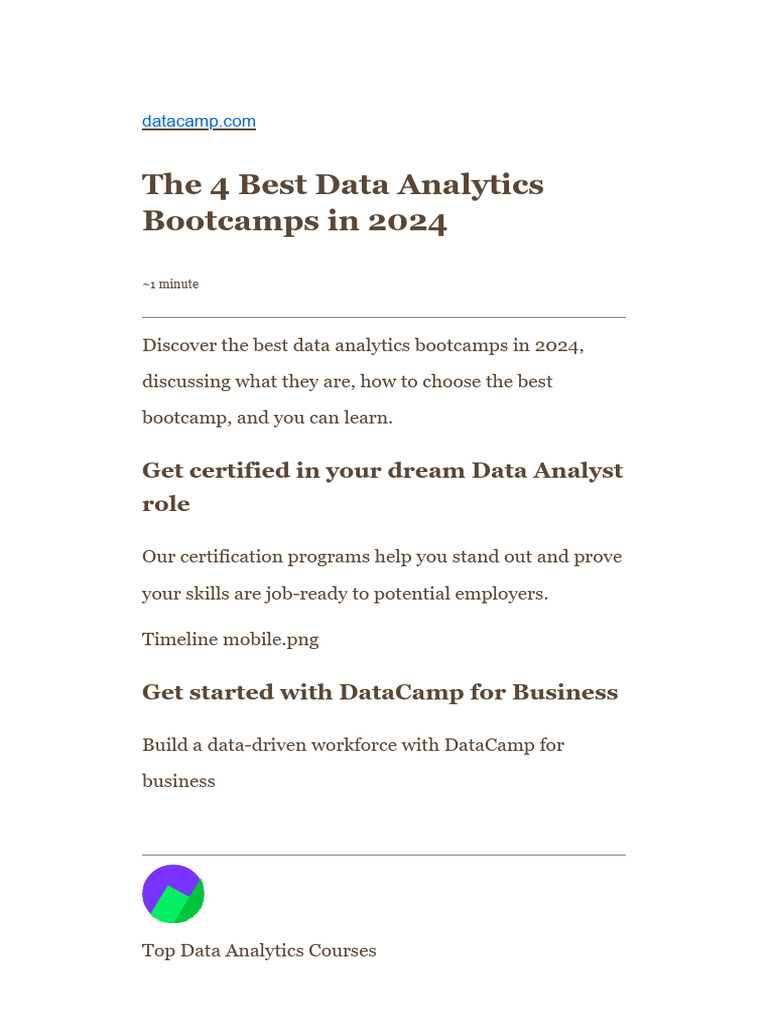Top 4 Data Analytics Bootcamps 2024 | PDF