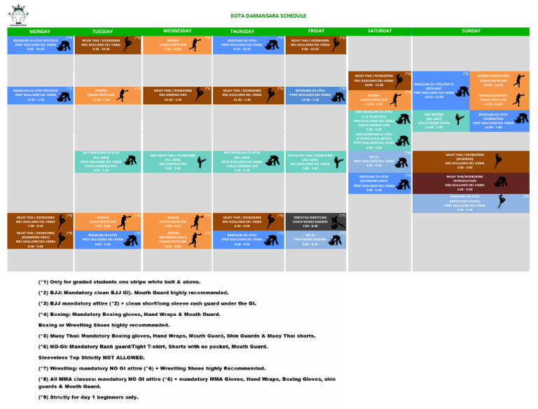 Kids and Adult Martial Arts Schedule | PDF | Combat Sports | Individual ...