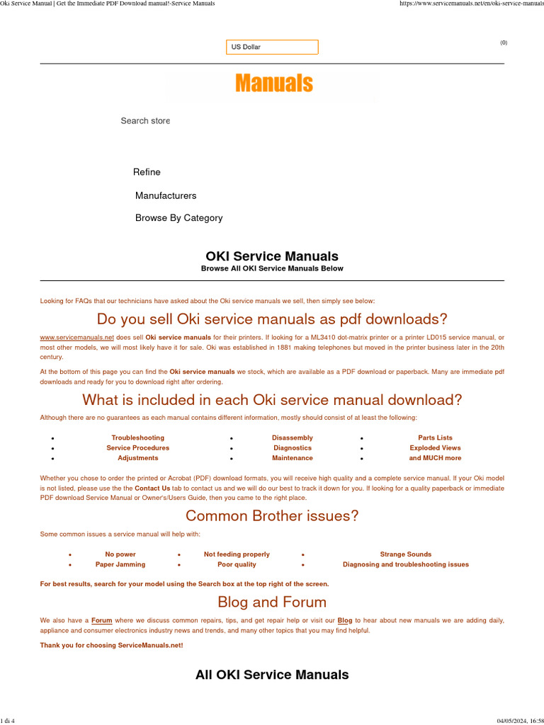 Oki Service Manuals PDF Downloads | PDF | Printer (Computing) | Computing