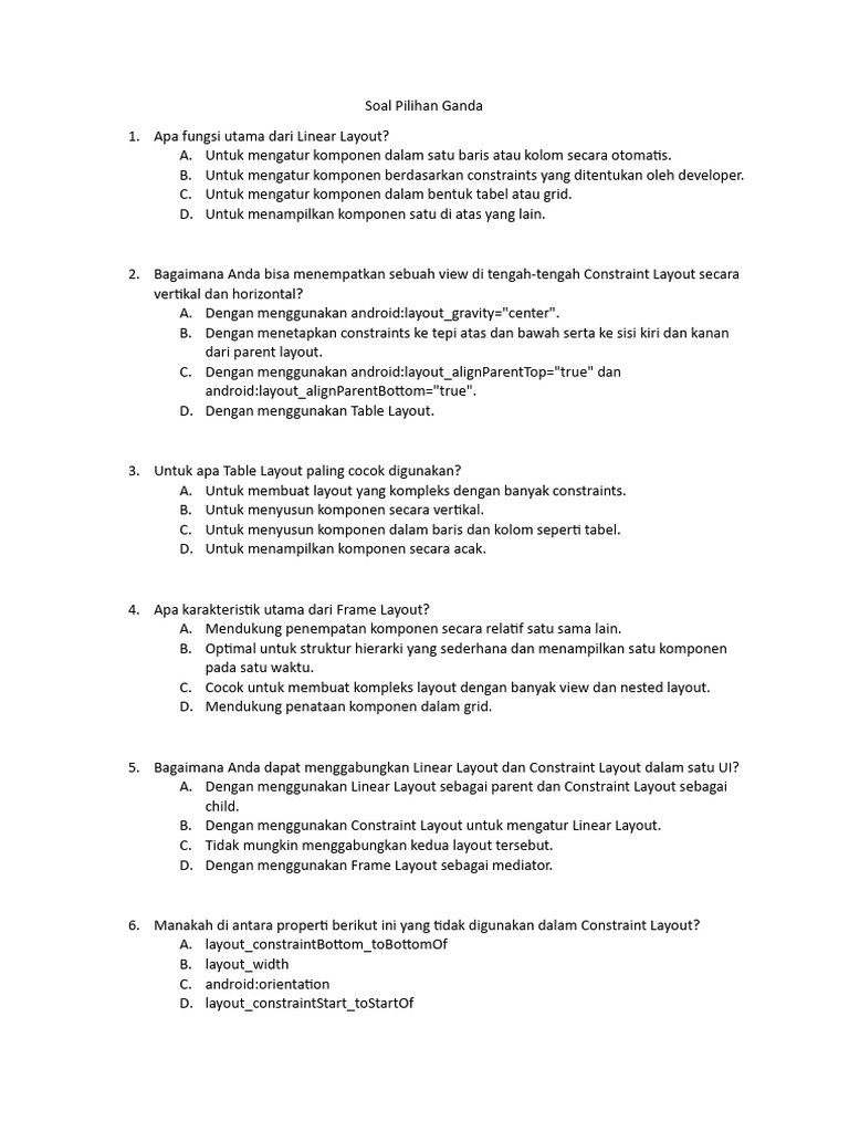 Soal Pilihan Ganda | PDF