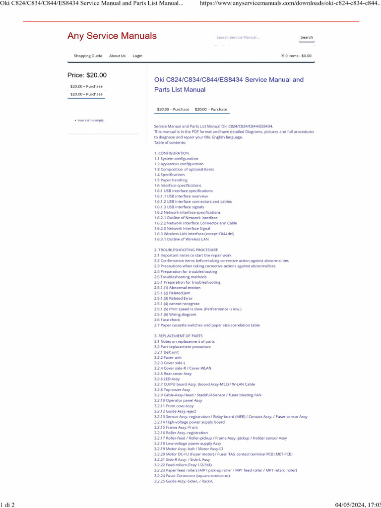 Oki C824/C834/C844 Service Manual | PDF
