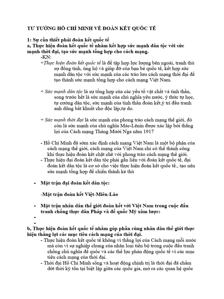 TƯ TƯỞNG HỒ CHÍ MINH VỀ ĐOÀN KẾT QUỐC T11 | PDF