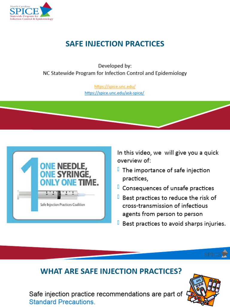 Safe Injection Practices Ec | PDF | Injection (Medicine) | Syringe