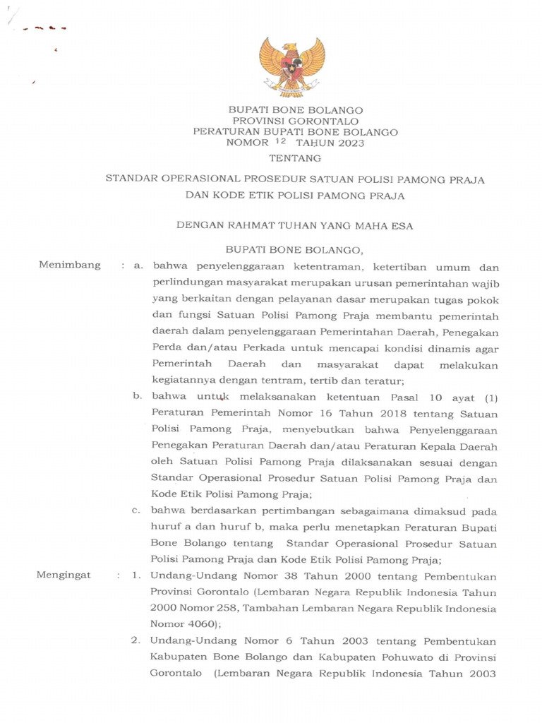 Tentang Standar Operasional Prosedur Satuan Polisi Pamong Praja Dan ...