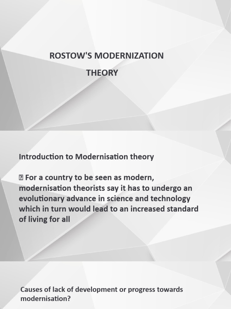 Rostows Modernization Theory | PDF | Modernization Theory | Economies