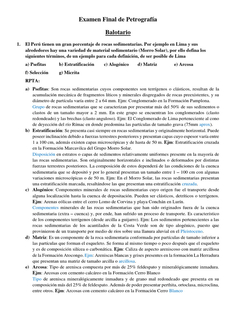 Petro Fijas Completo | PDF | Roca sedimentaria | Roca clástica